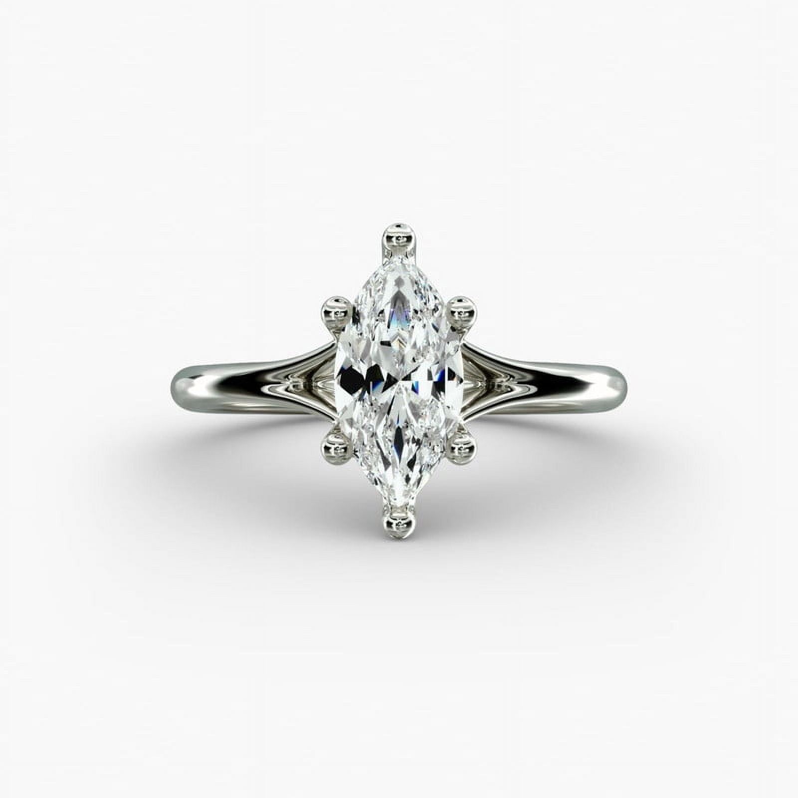 Aura Jewelry Marquise Cut 1.58 Ct Moissanite Engagement Ring - Stamped 14K White Gold Plated ...