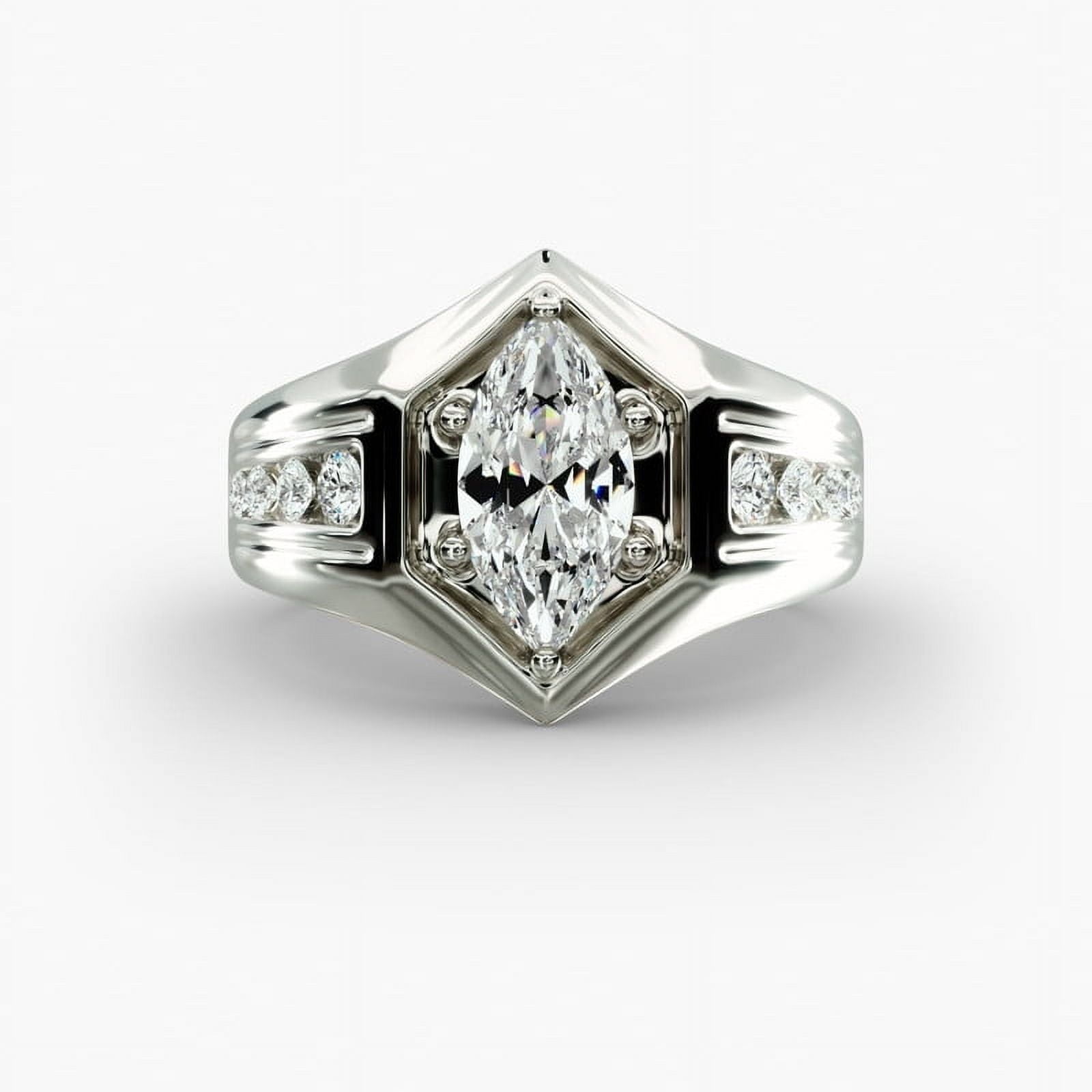 Aura Jewelry Marquise Cut 1.68 Ct Moissanite Wedding Ring - 14k White ...