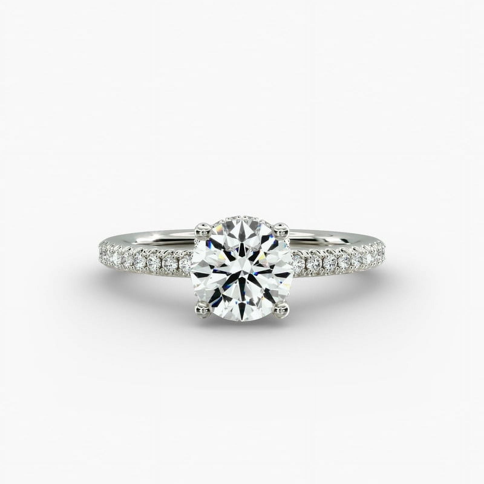 Aura Jewelry Round Cut 1.48 Ct Moissanite Engagement Ring - 14K White ...