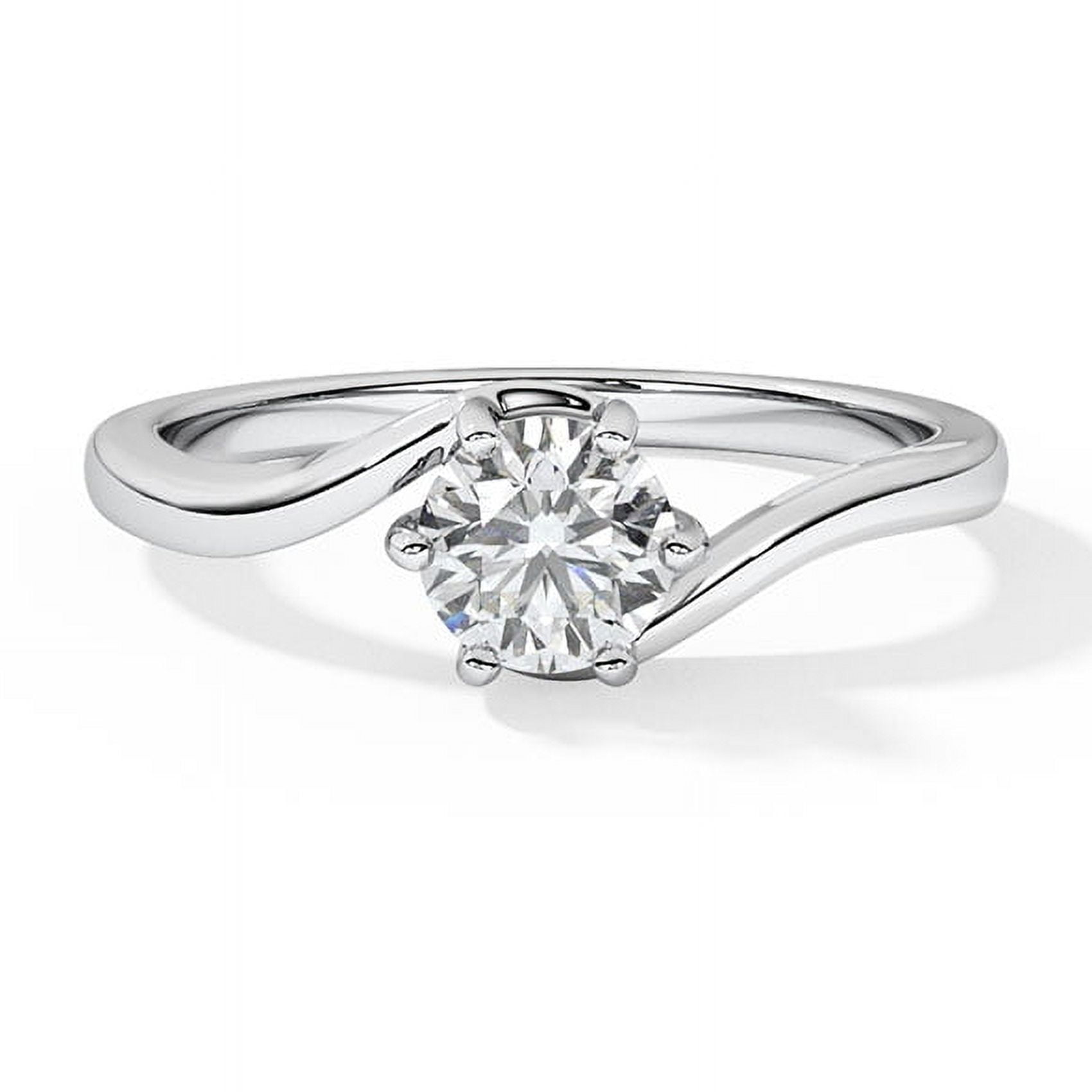 Aura Jewelry Simple Solitaire Birthday Engagement Ring for Her -14k White Gold Plated Birthday ...