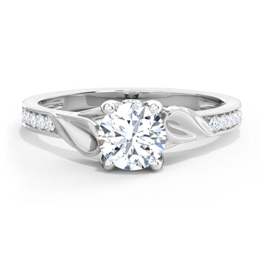Aura Jewelry Solitaire with Accent Engagement 14K White Gold Plated - 1.88 Ct Round Cut ...