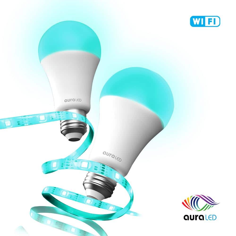 Aura LED ColorKit Trio 75-Watt Equivalent A21 Dimmable Multi-Color and ...