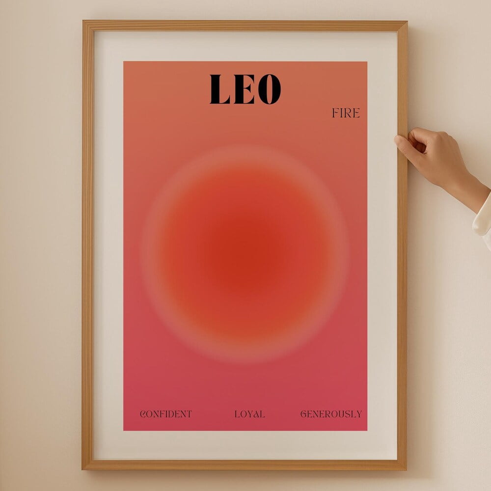 Aura Leo Zodiac Poster - Wall Art Astrology Manifestation Room Decor ...