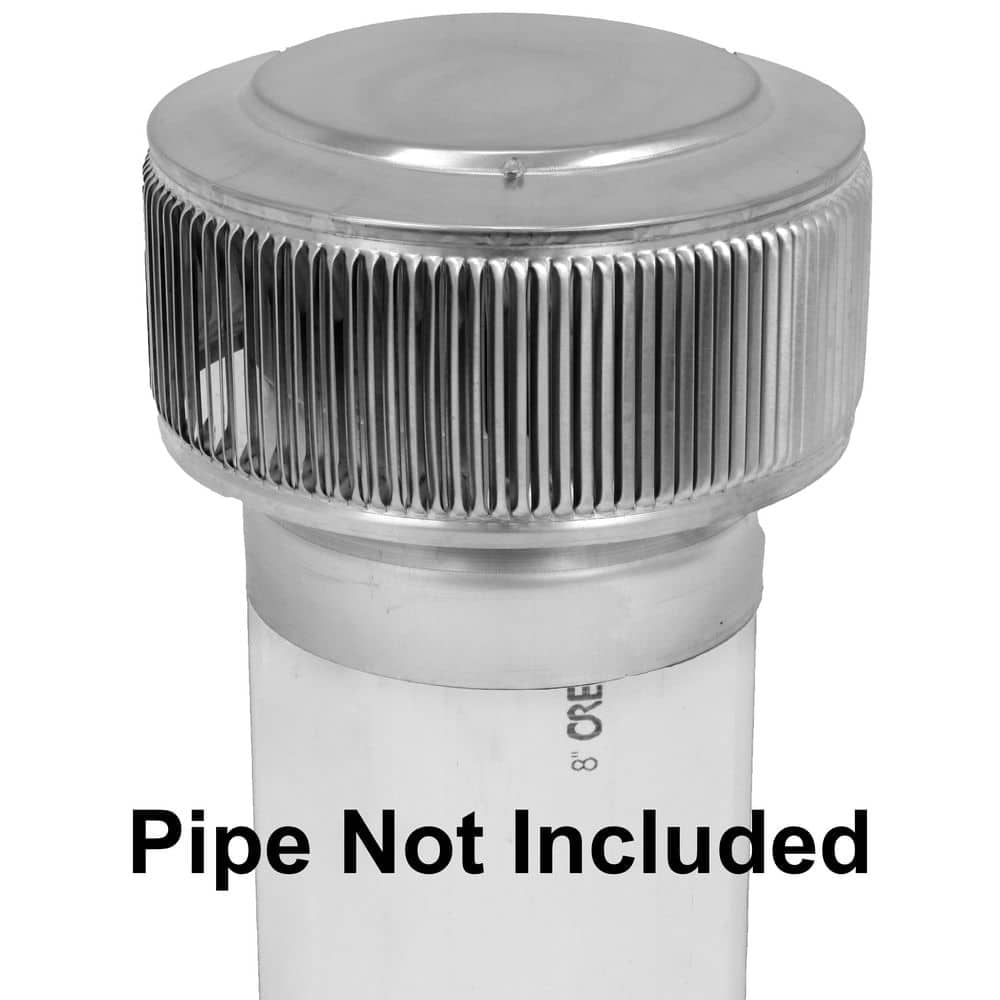 Aura PVC Vent Cap 8 in. Dia Mill Finish Aluminum Exhaust Static Roof ...