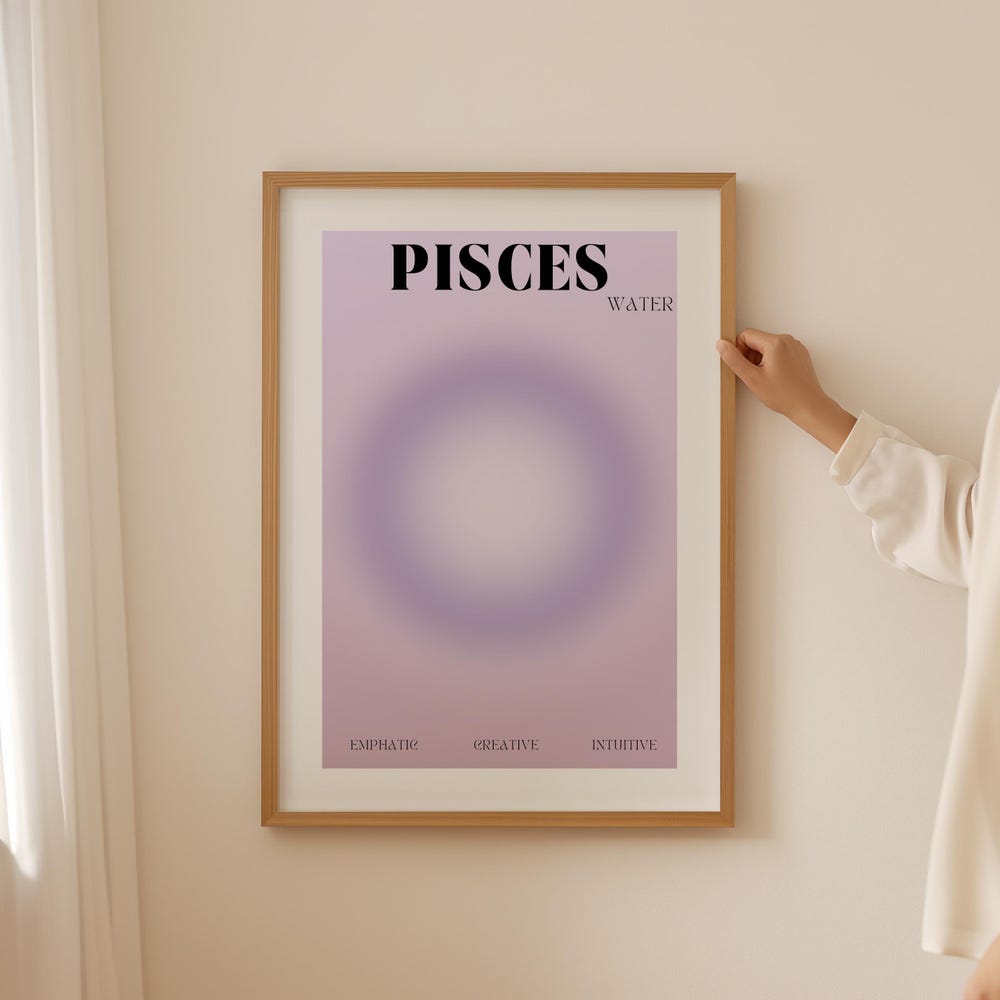 Aura Pisces Zodiac Poster- Trendy Spiritual Wall Art Astrology ...