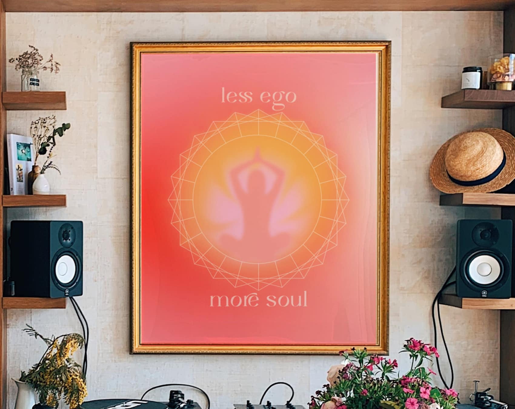 Aura Poster, Less Ego More Soul, Grainy Gradient, Psychedelic Decor ...