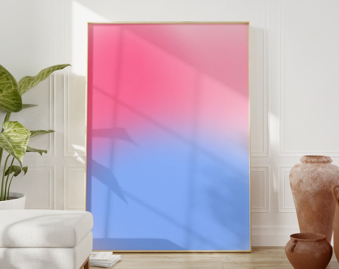 Aura Poster, Pink Blue Wall Art, Aesthetic Apartment Decor, Aura Poster ...
