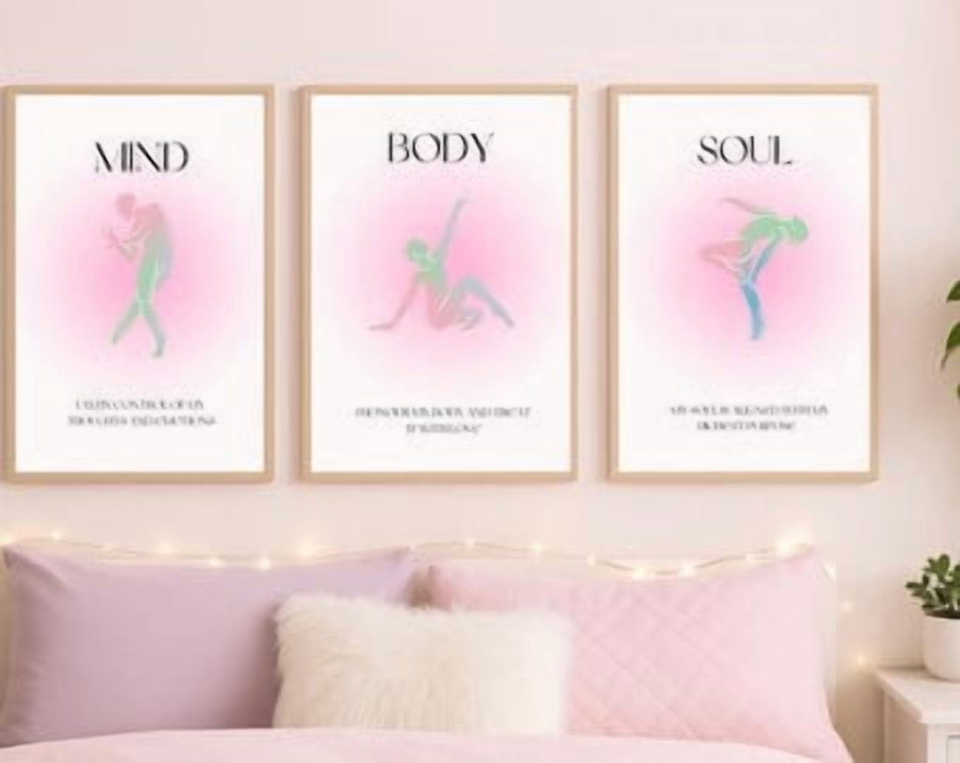 Aura Posters Set Of 3, Mind Body Soul Print Bundle, Grainy Gradient ...