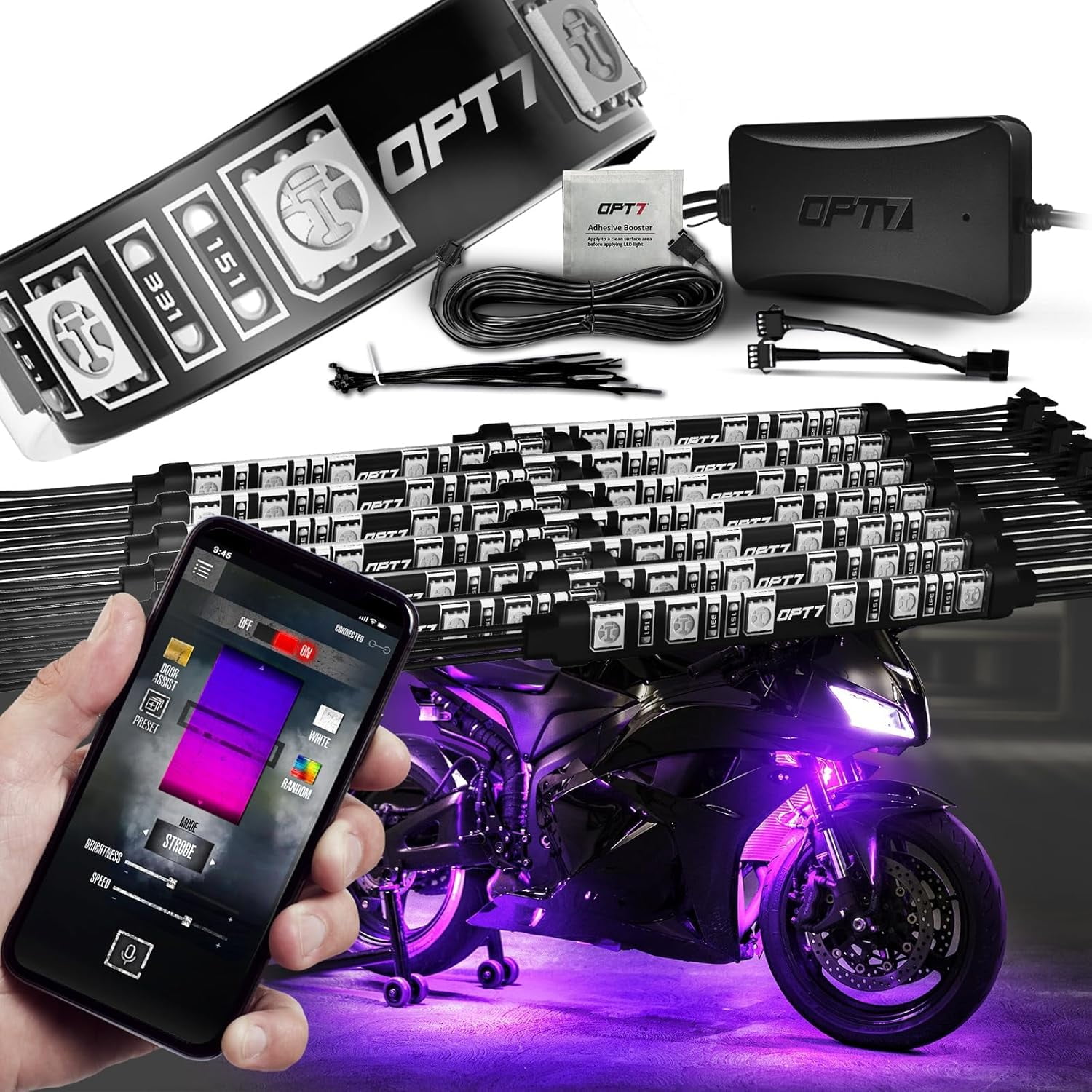 Aura Pro Motorcycle LED Light Kit Smart Brake, RGB Multi-Color Bike ...