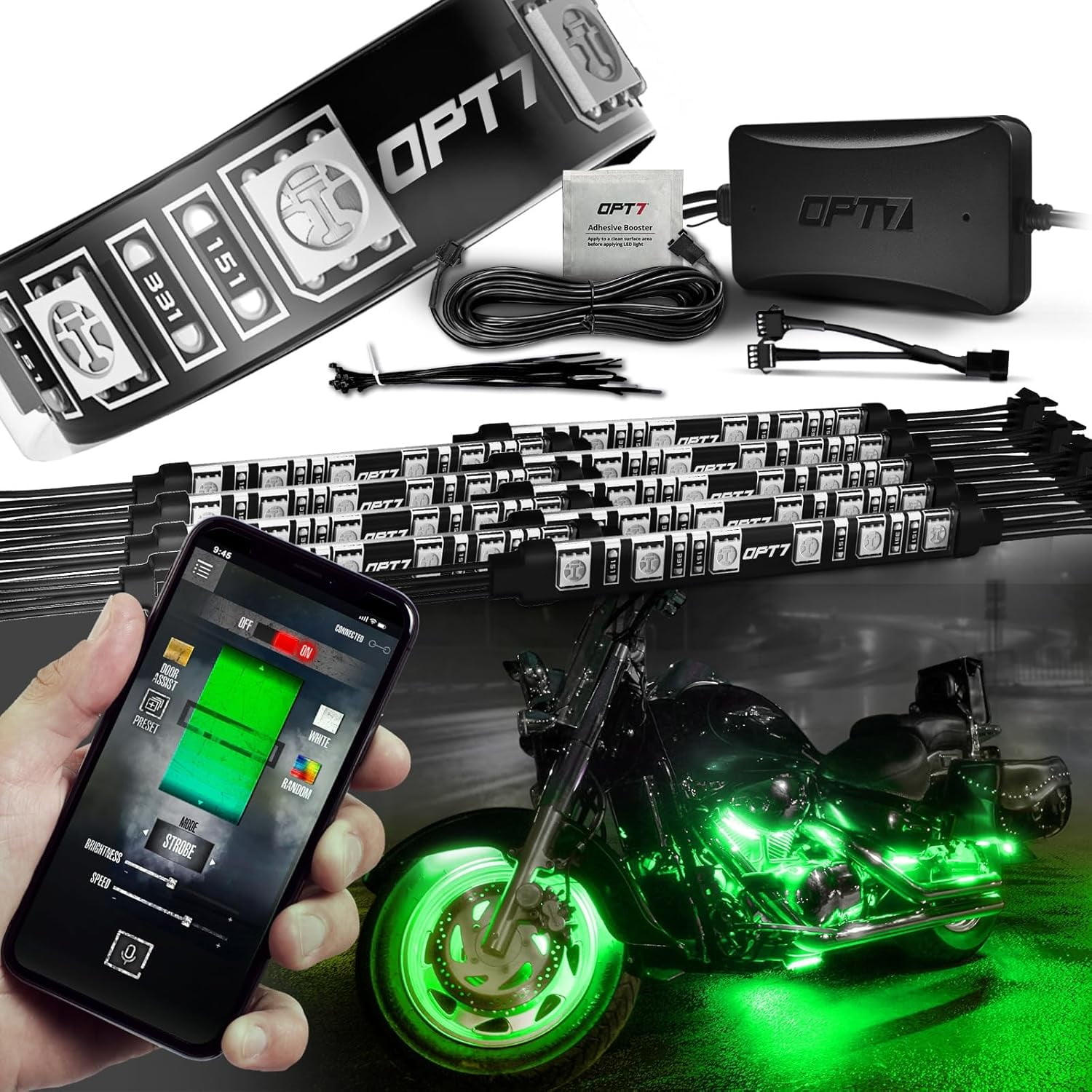 Aura Pro Motorcycle LED Light Kit Smart Brake, RGB Multi-Color Bike ...