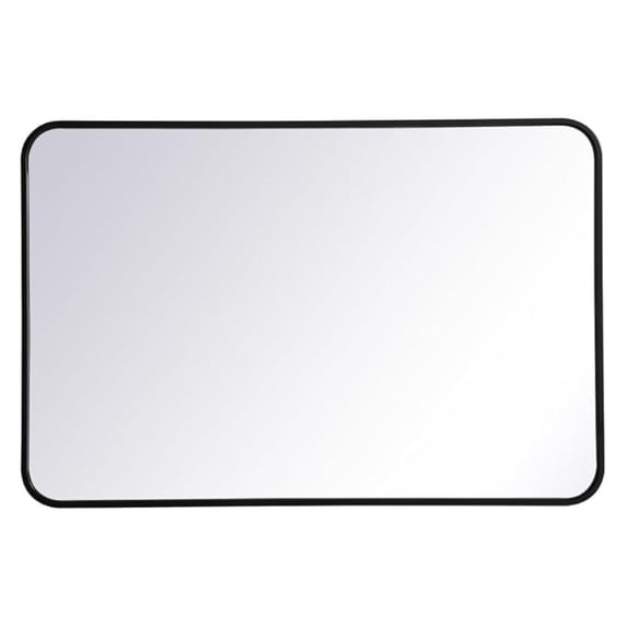 Aura, Soft Corner Metal Rectangular Mirror 24X36 Inch in, Modern, Black ...