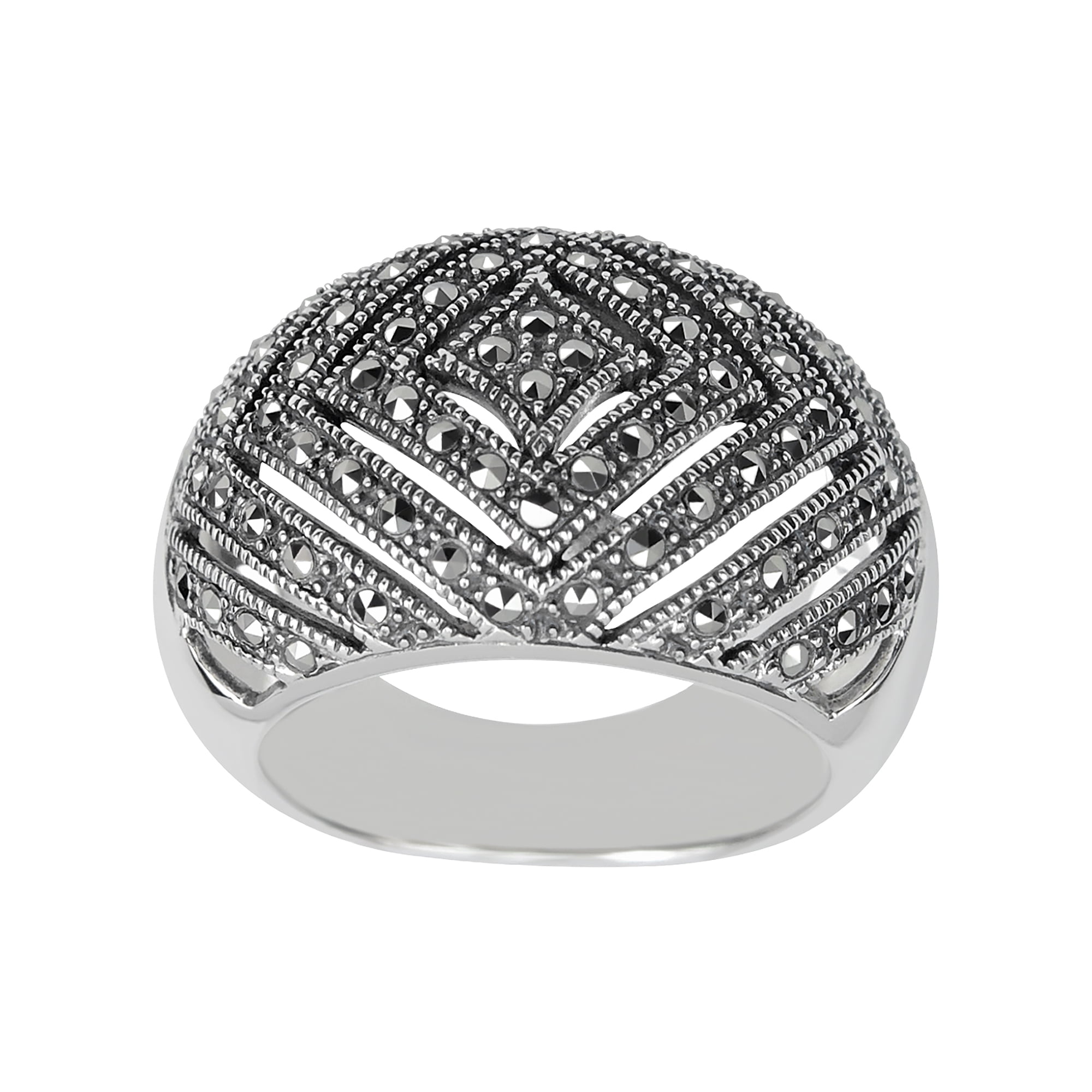Aura by TJM Sterling Silver Marcasite Fishbone Ring - Walmart.com