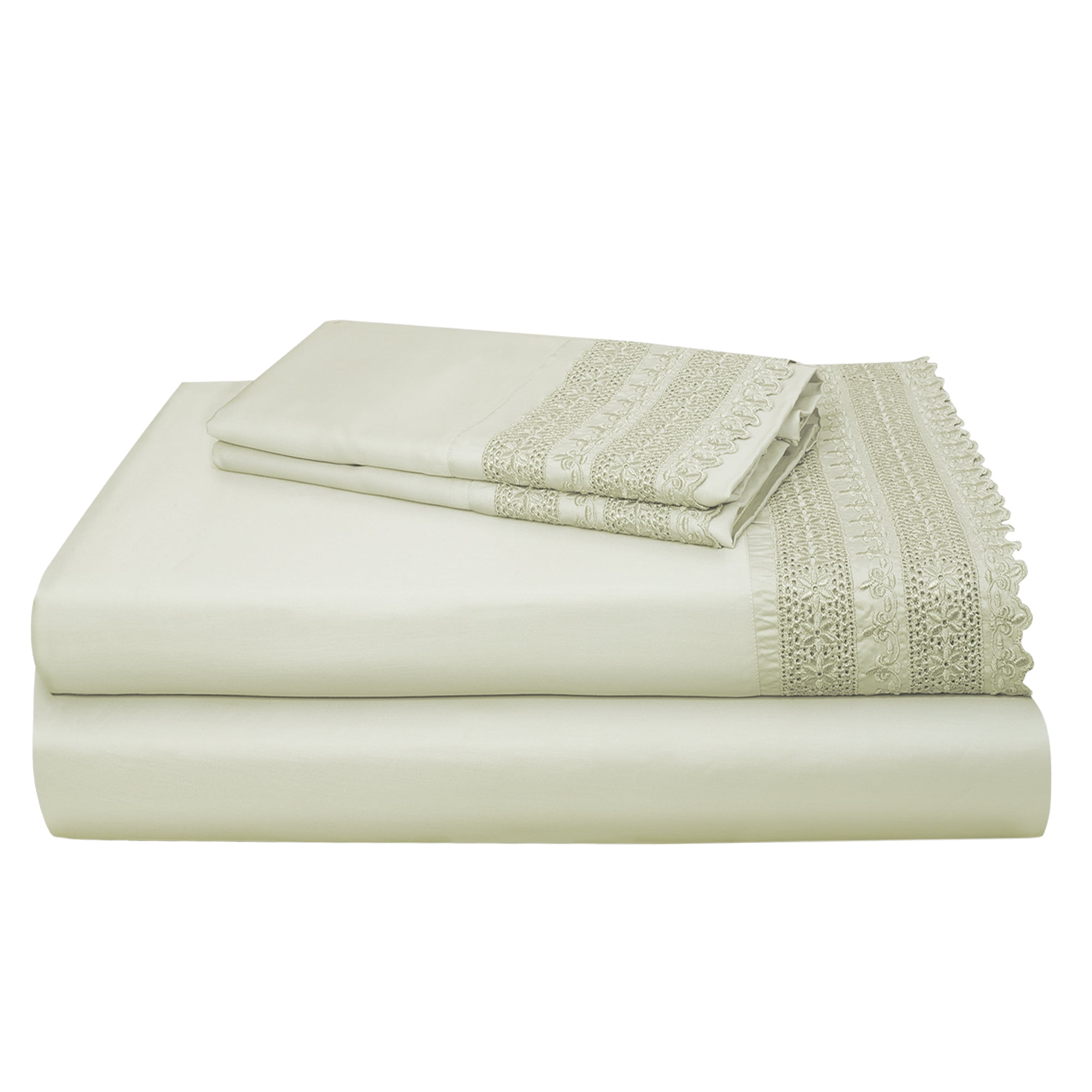 Auraa Smart 1400 TC Cotton Rich Lace Queen Sheet Set - Walmart.com