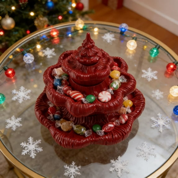 Auraaa Deviled Egg Christmas Tree Platter, Reusable Holiday Serving Tray with Lid and Green ...