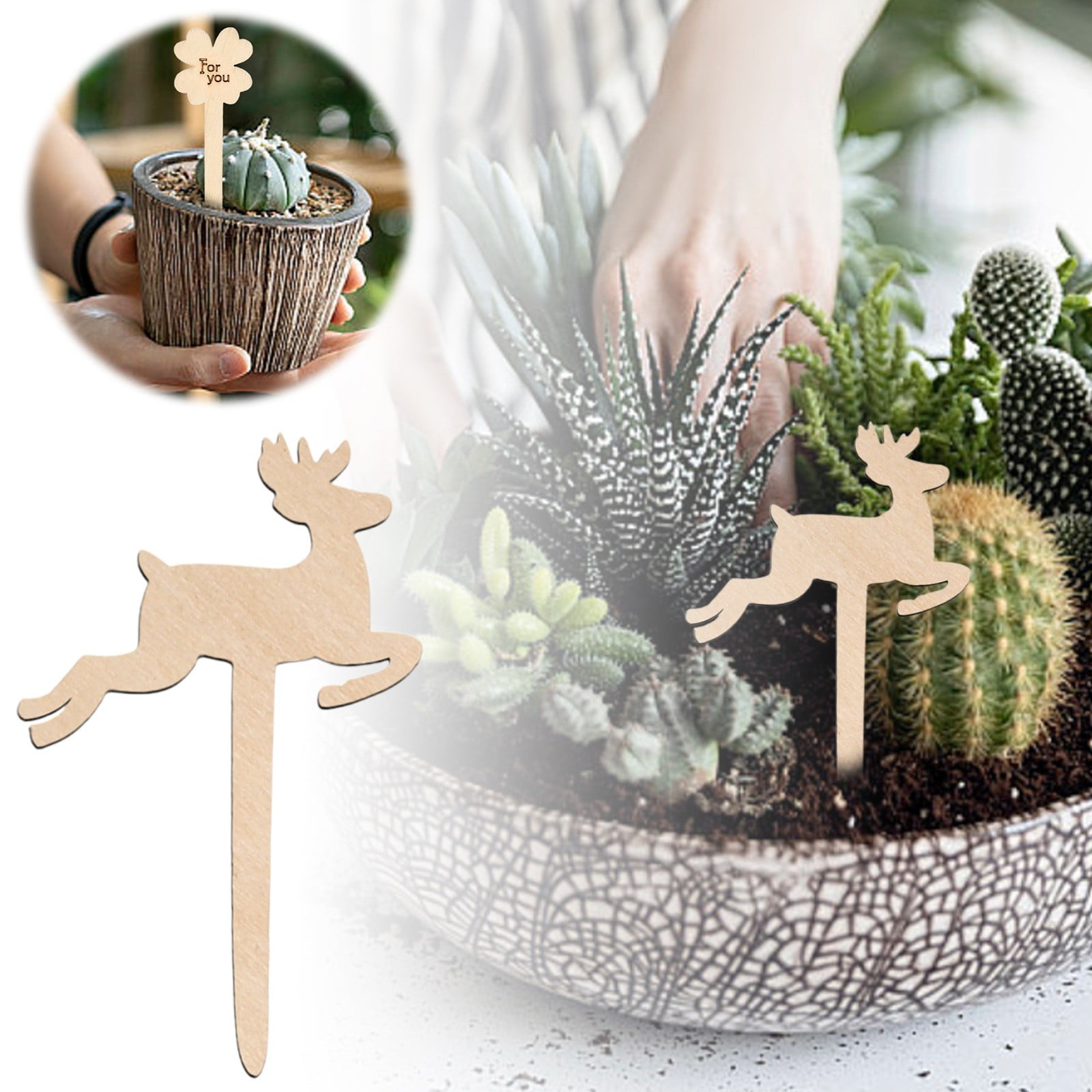 Auraaa Wooden Hangs, 10pc Wooden Label Insert for Flower Pots Handmade ...