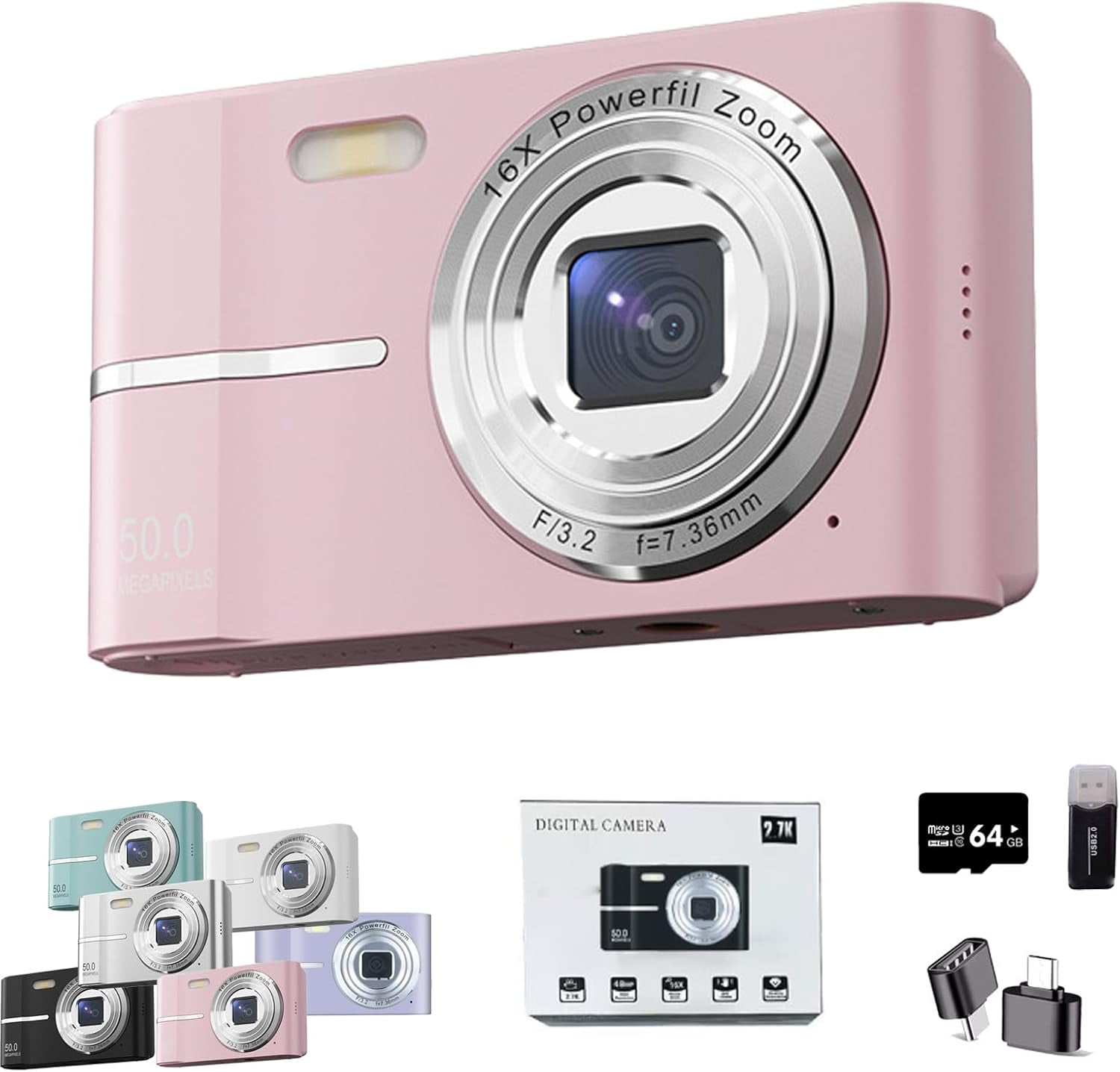 Auracam - 2000's Aesthetic Digital Camera,50MP, Anti-Shake FHD 1080p ...