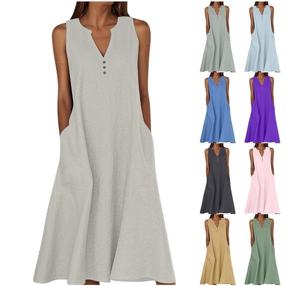 Auralook Womens Summer Casual Maxi Dresses Sleeveless Long Beach ...