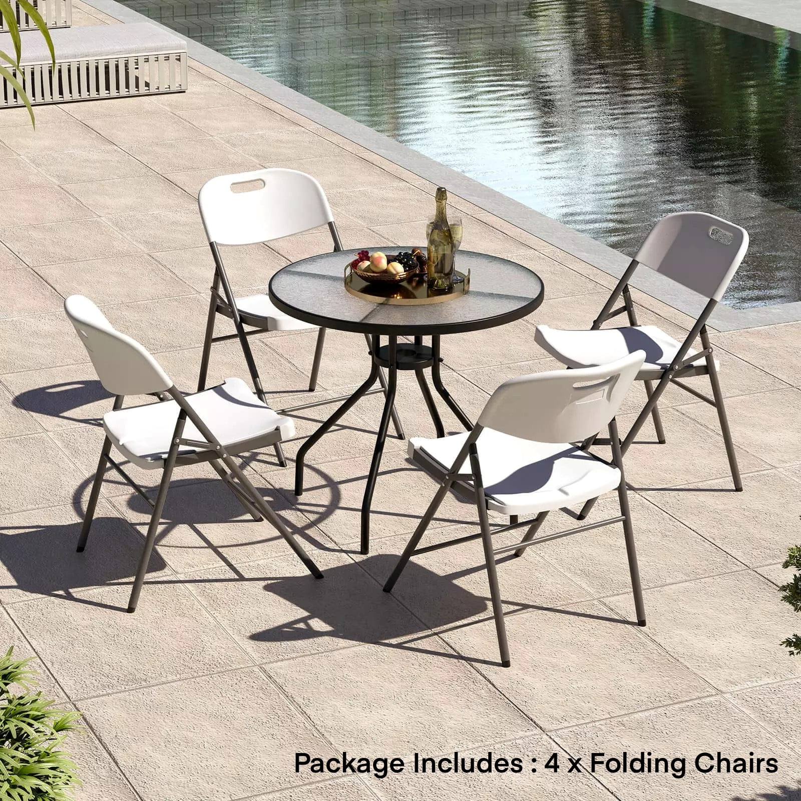 Auranook 4 Pack Folding Chairs, Stackable Plastic Chairs with ...