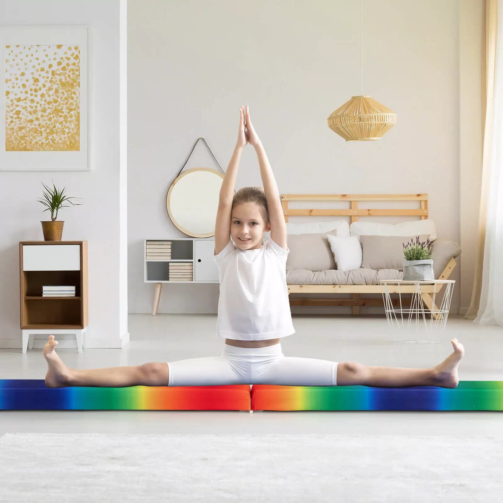 Auranook 7 FT Folding Balance Beam, Foam Gymnastic Beam w/ Solid Wood ...
