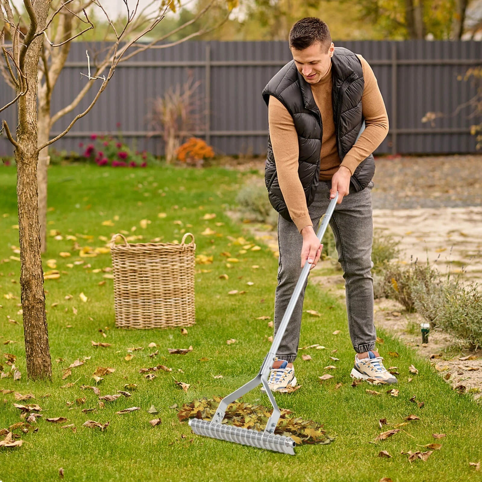 Auranook 70" Aluminum Thatch Rake, Lawn Loosening Soil Rake w/20" Wide ...