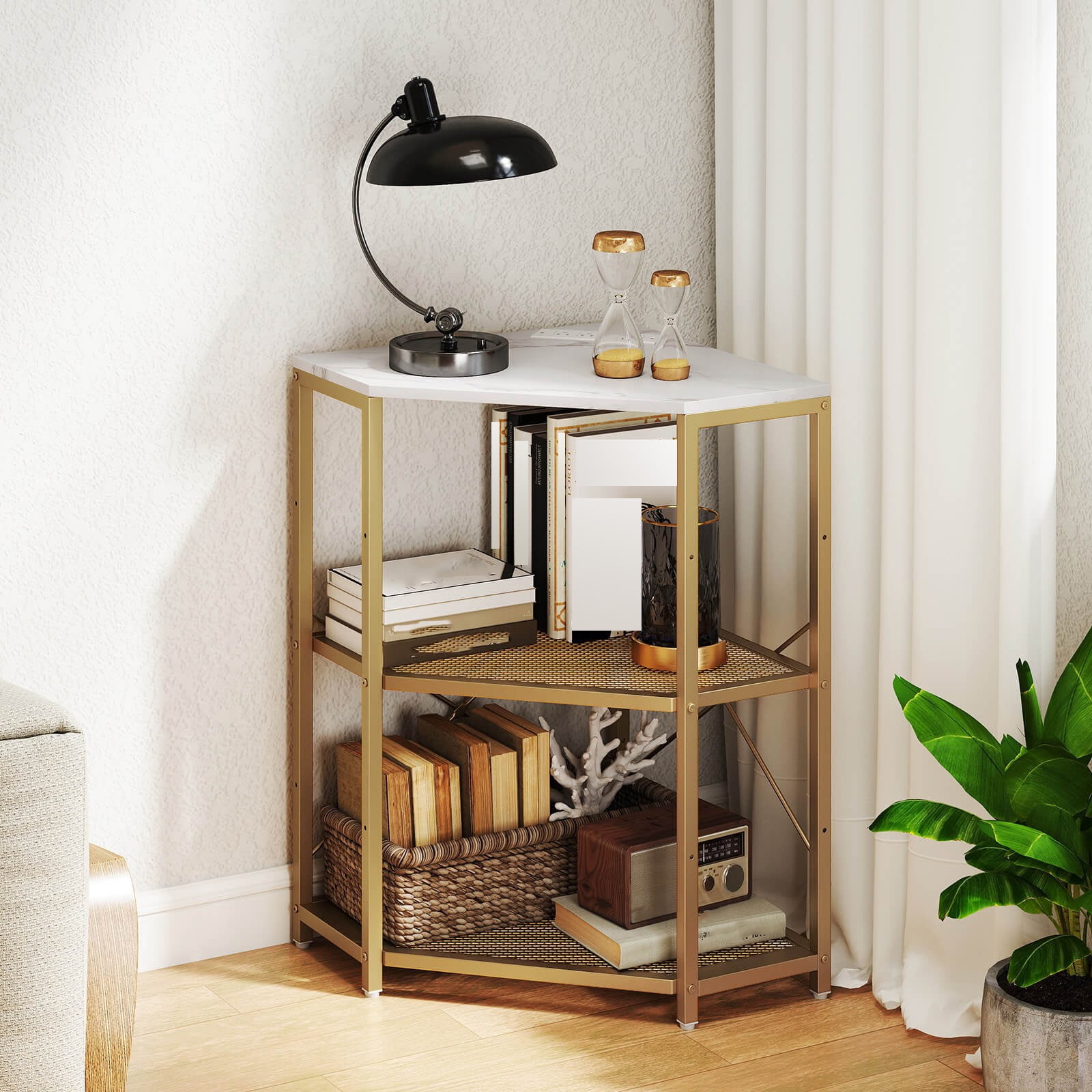 Auranook Corner Printer Stand with Charging Station, Freestanding 3 ...