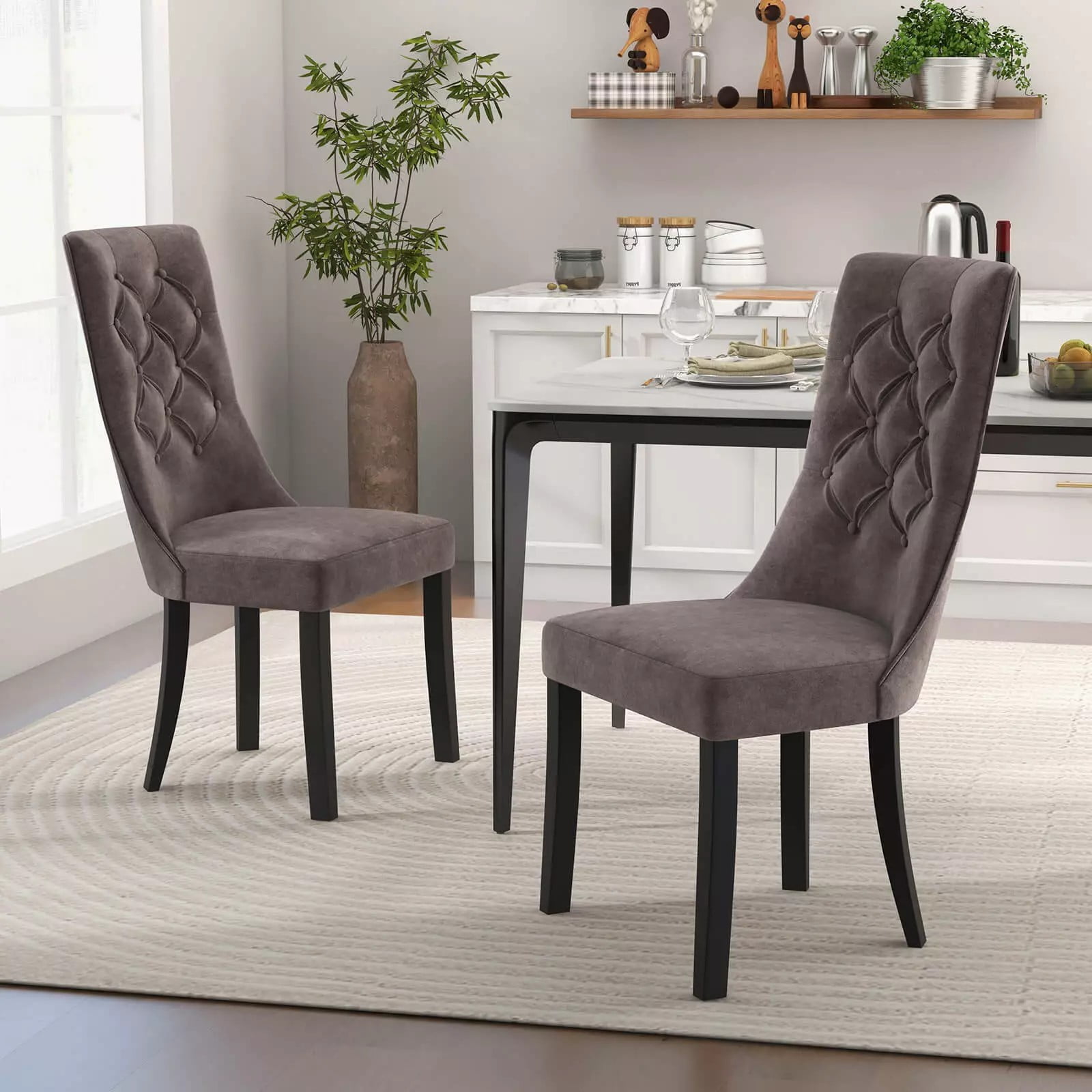 Auranook Dining Chairs Set of 2, Upholstered Kitchen Side Chairs w ...