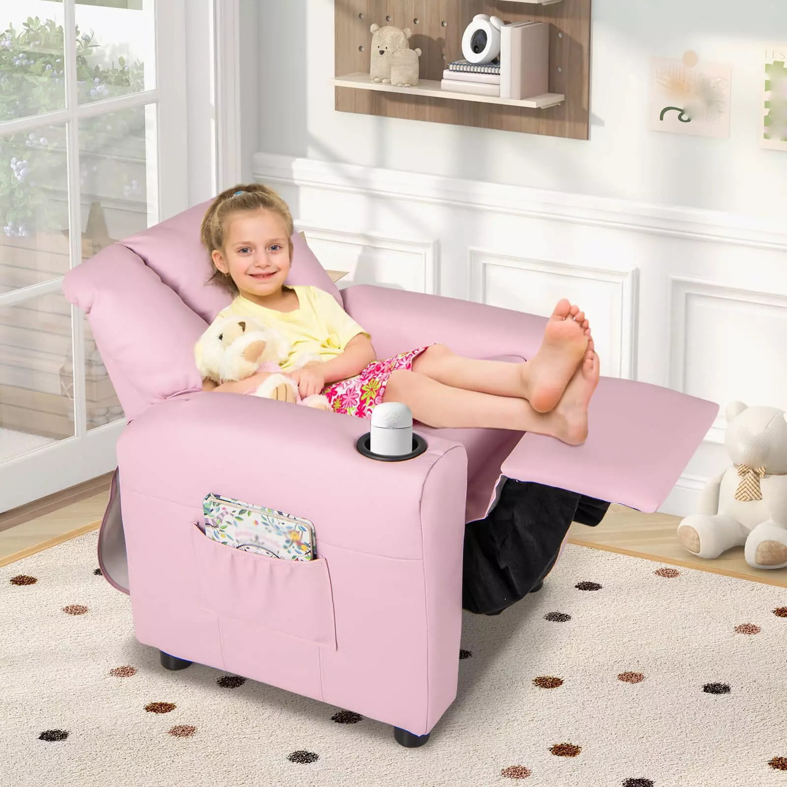 Auranook Kids Faux Leather Recliner, Children Recliner Sofa w ...