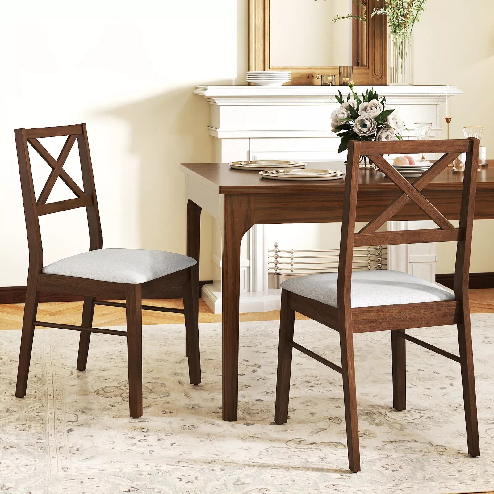 Auranook Modern Dining Chair Set of 2, Armless Kitchen Chair w/Rubber ...