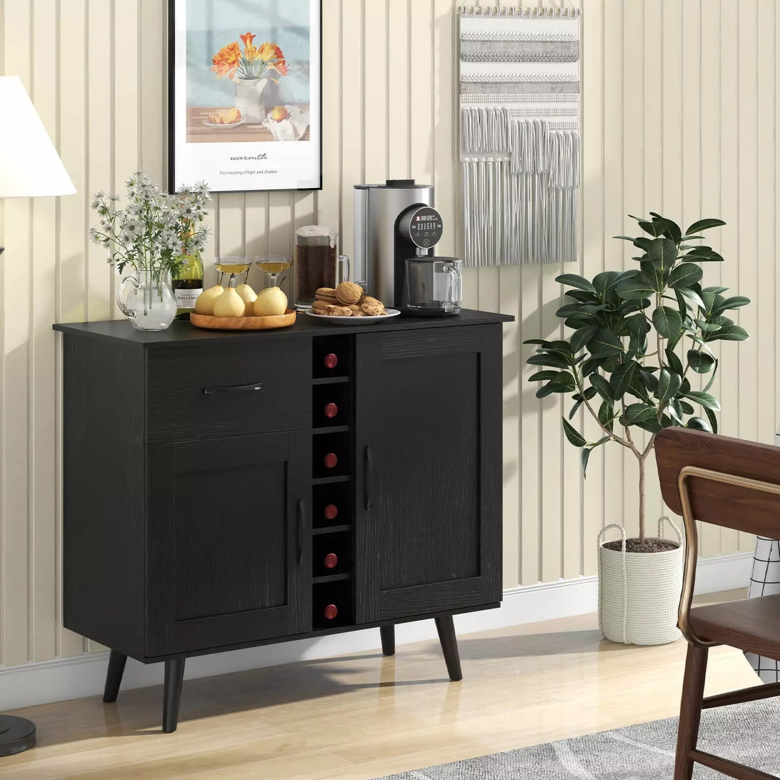 Auranook Sideboard Buffet Cabinet, Wine Bar Storage Cabinet with 6 ...