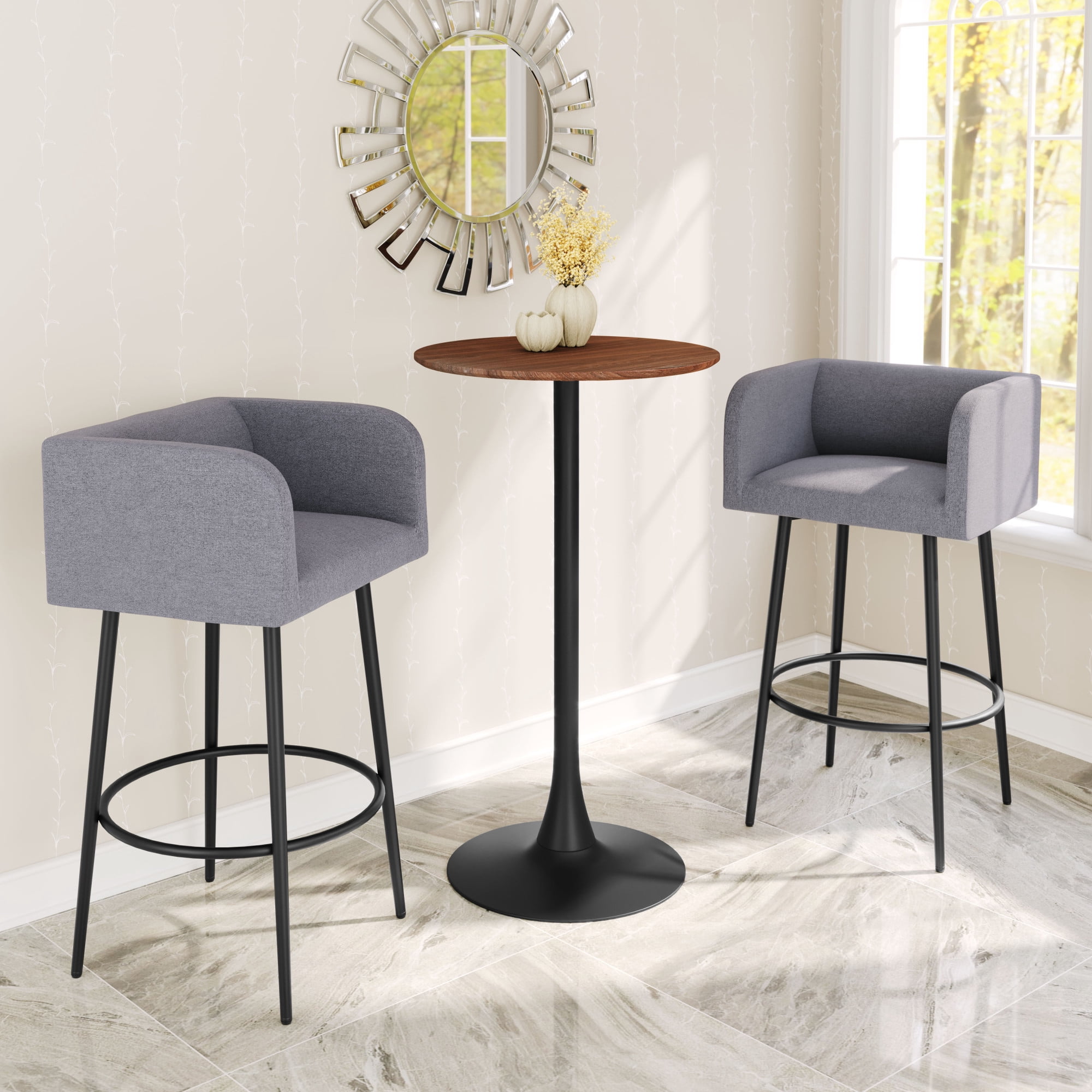Auray Bar Table Brown Bar Table, Modern Style, Faux Wood MDF round ...