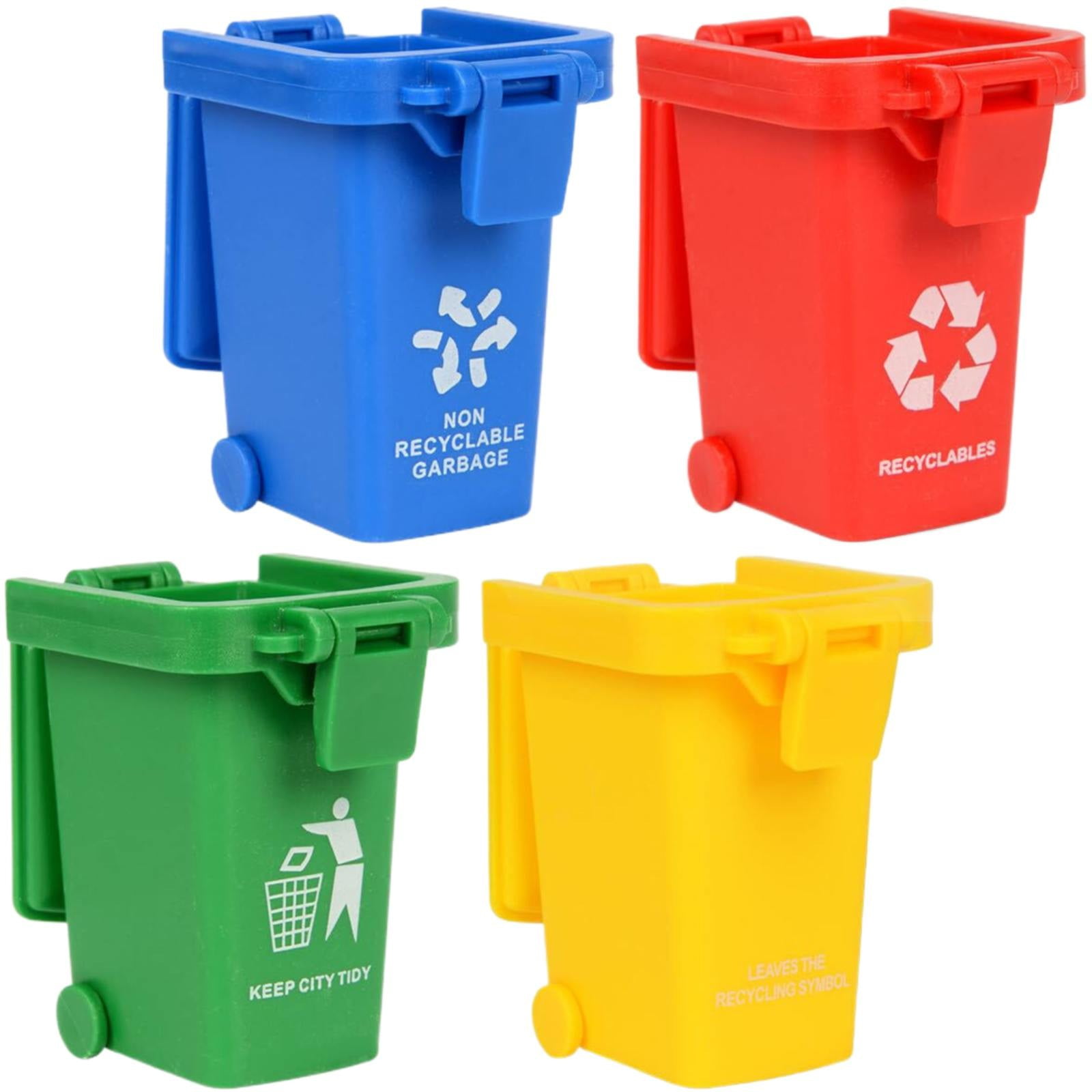 Aureia Recycling Bin Desktop Decoration 4Pc Trash Can Toy Garbage Truck ...