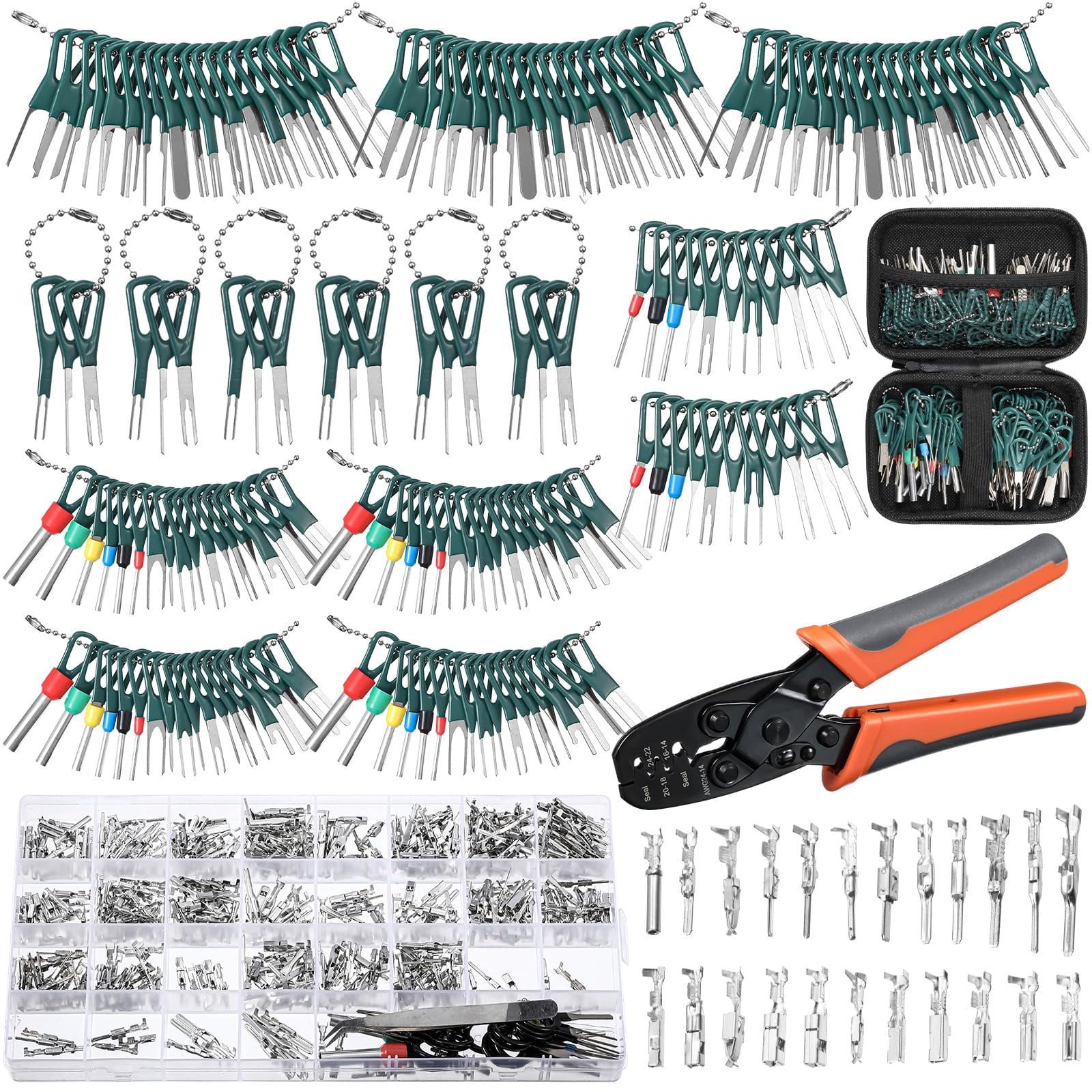 Aurelema 633 Pcs Car Electrical Wire Terminal Tool kit 1/1.5/1.8/2.2/2 ...