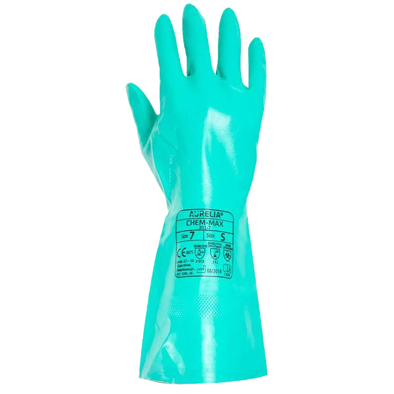 Aurelia Mens/Womens Chem Max Nitrile Chemical Gauntlet Rubber Glove ...
