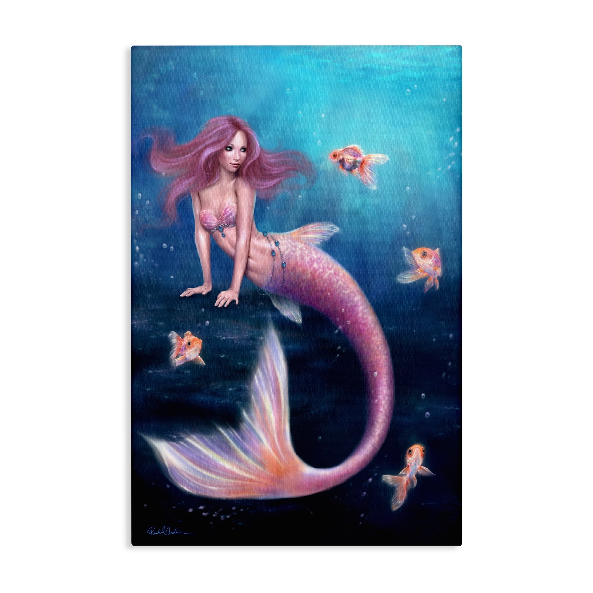 Aurelia Mermaid & Fish Canvas Wall Art, design by Rachel Anderson ...