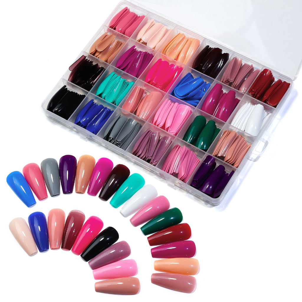 Aurgiarme 24 Color Square Press on Nails Colored False Nails Straight ...