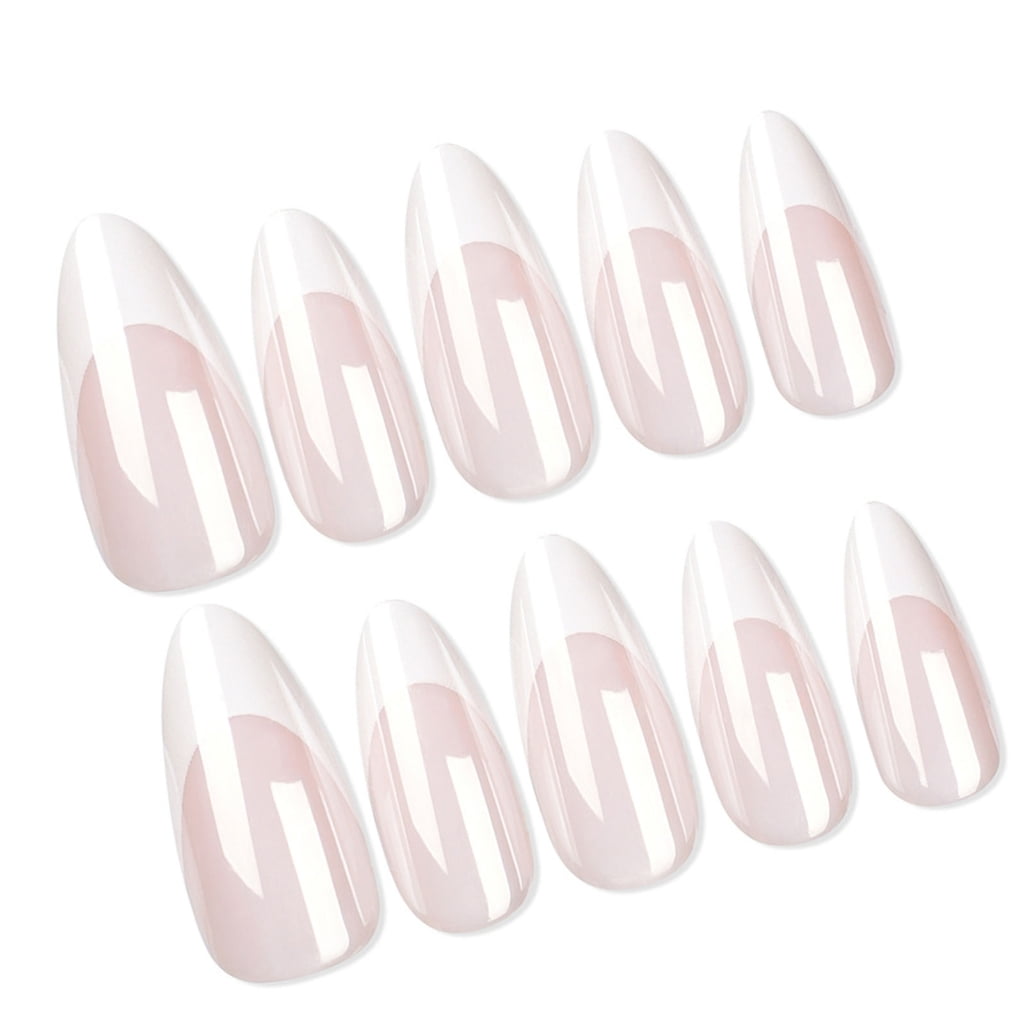 Aurgiarme 24pcs Glossy Gradients Flesh Color French Almond Press On ...