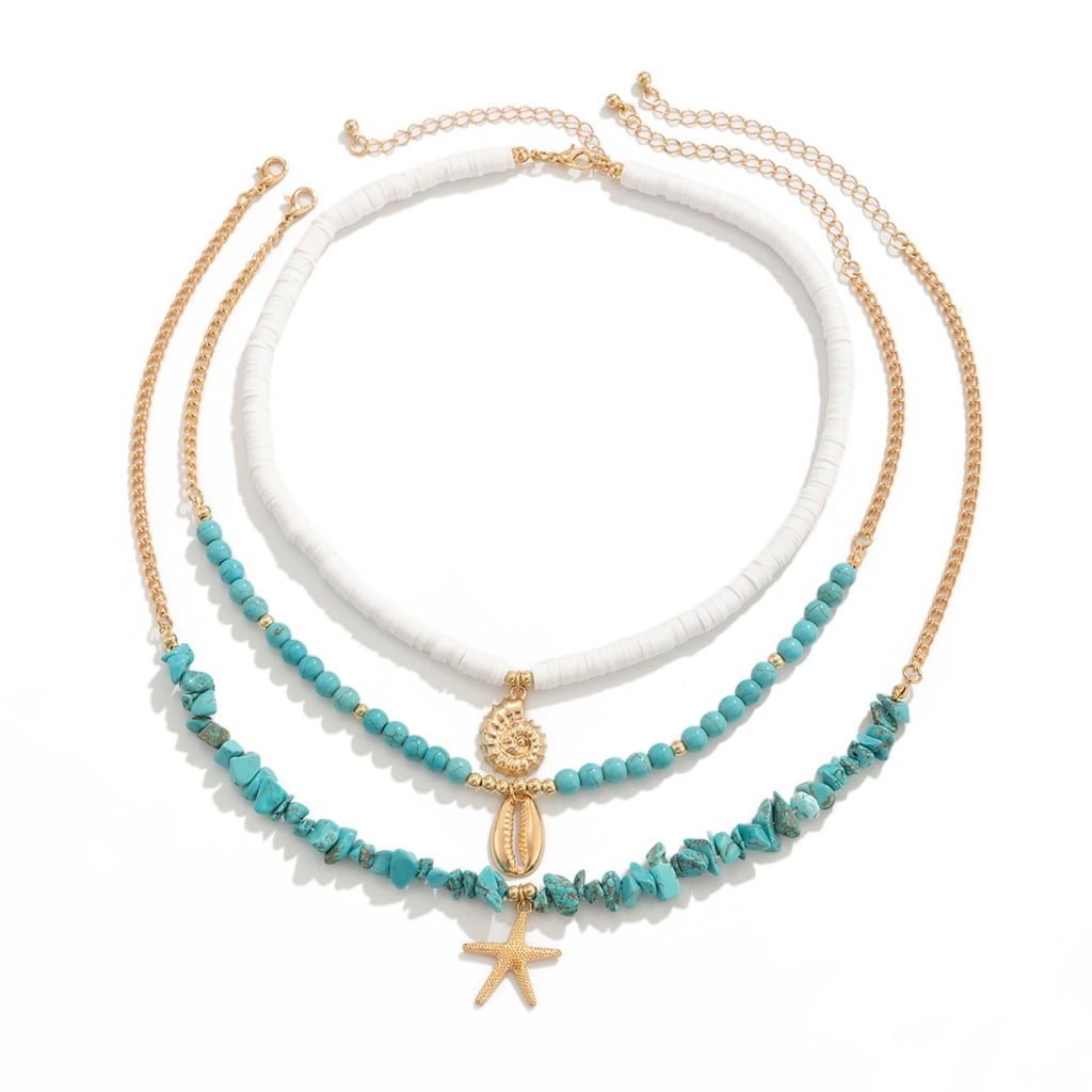 Aurgiarme 3 Pieces Sea Themed Necklaces Trendy Collarbone Chain Choker ...
