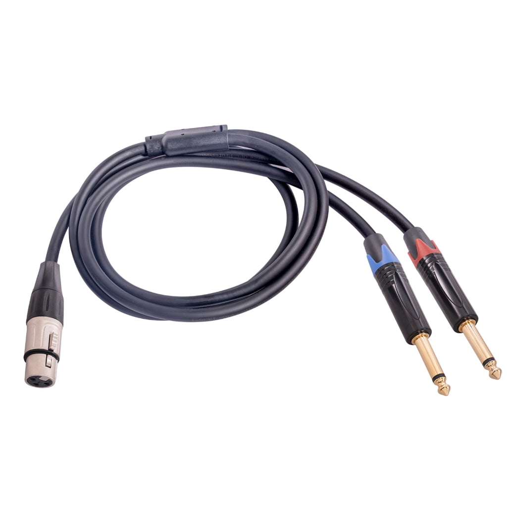 Aurgiarme 3 Pin Male to Double 6.35mm 1/4" Male Y Splitter Cable, Mono ...