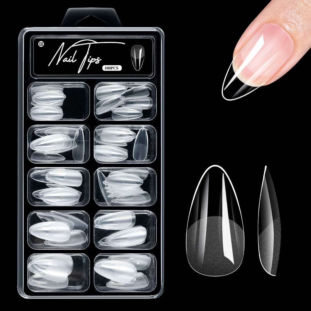 Aurgiarme Acrylic Artificial Nails Tips Half Matte Full Covers False ...