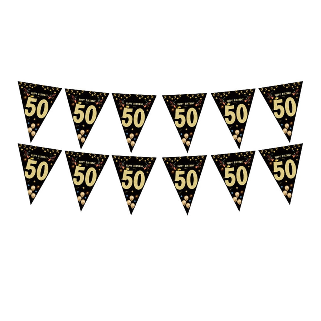 Aurgiarme Black Gold Themed Triangular Pennant Black Gold Bunting ...
