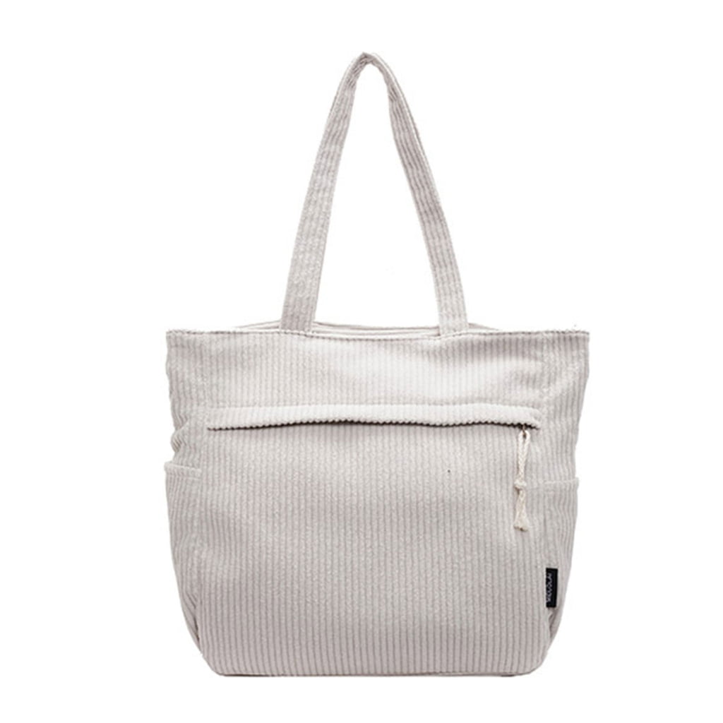 Aurgiarme Canvas Shoulder Bag with Zippered Closure Large Capacity ...