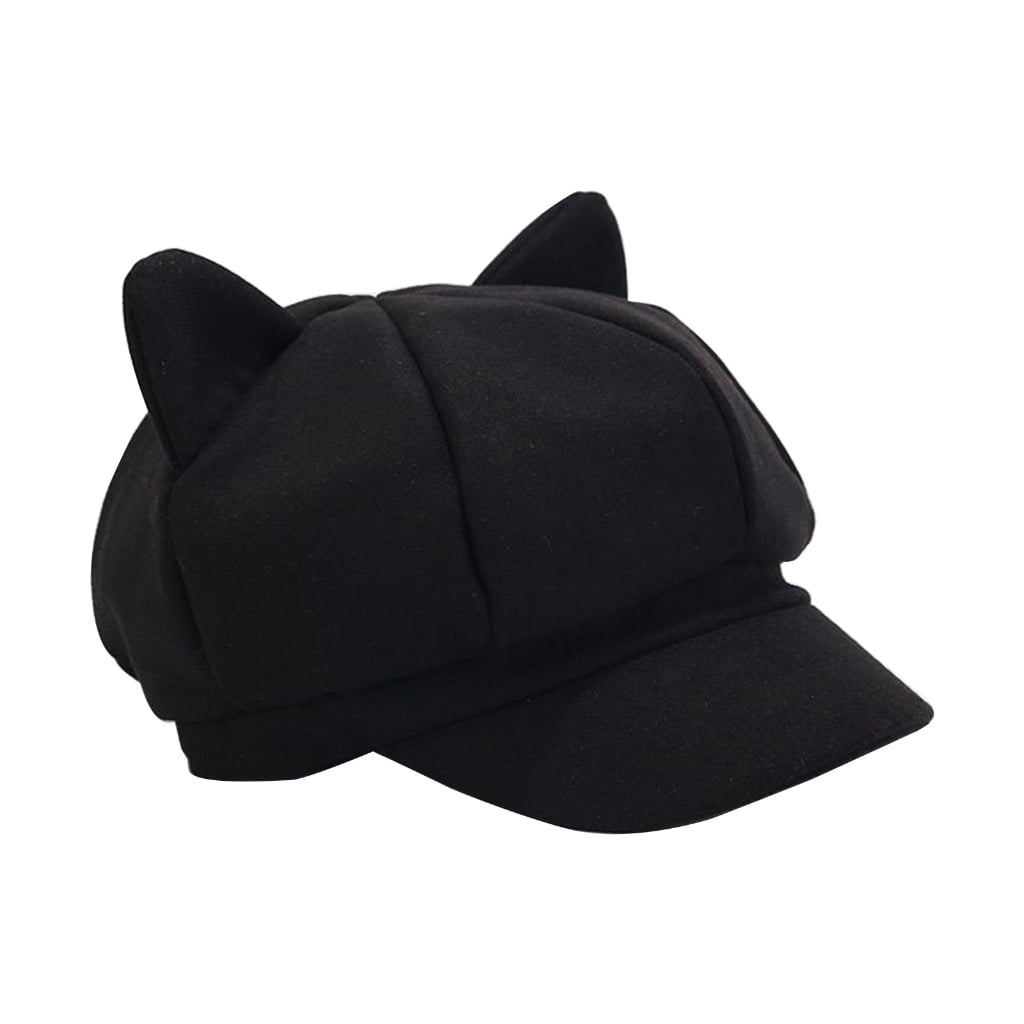 Aurgiarme Cat Ear Beret Hat for Adult Female Fashion Y2K Octagonal Hat ...