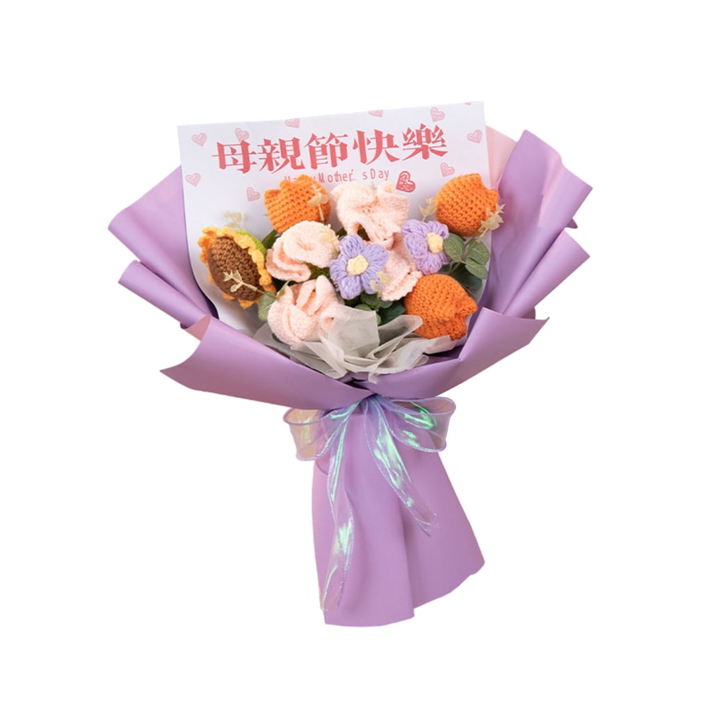 Aurgiarme Crochet Flower Bouquets Artificial Carnations Flowers ...