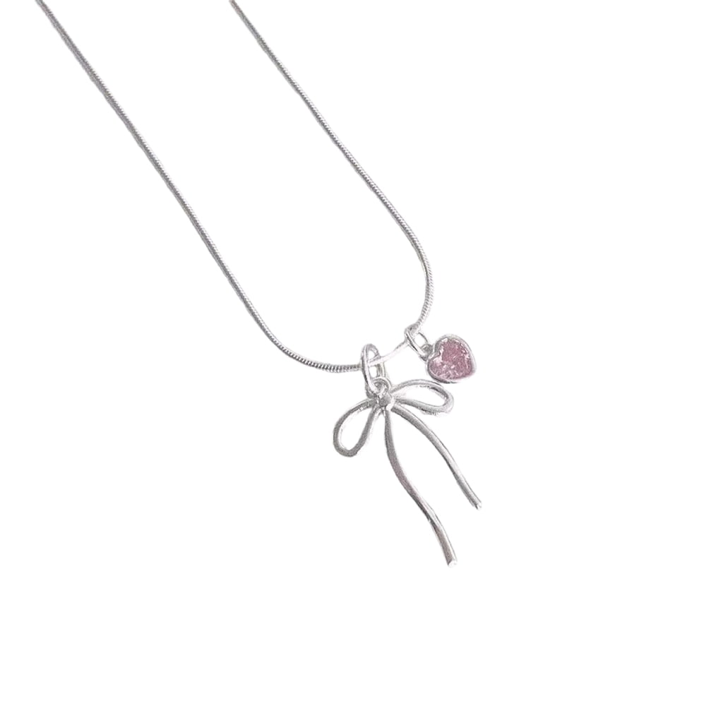 Aurgiarme Delicate Heart Bowknot Necklace Craft from Sturdy Alloy ...