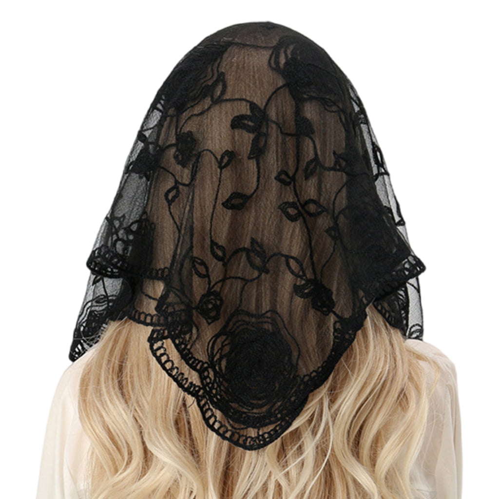 Aurgiarme Elegant Lace Mantilla Head Veil for Wedding Traditional Lacy ...