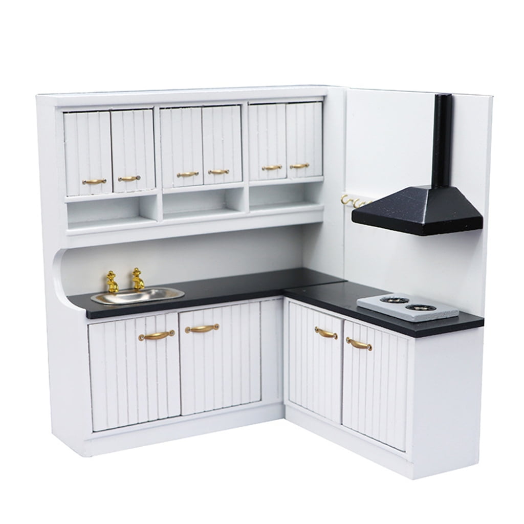 Aurgiarme Kitchen Cabinet Cupboards Miniature Furniture Model ...