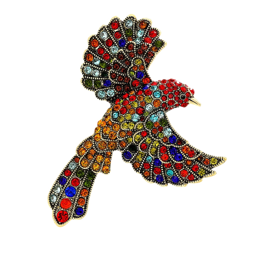 Aurgiarme Large Hummingbird Brooch Rhinestones Embellished Colorful ...