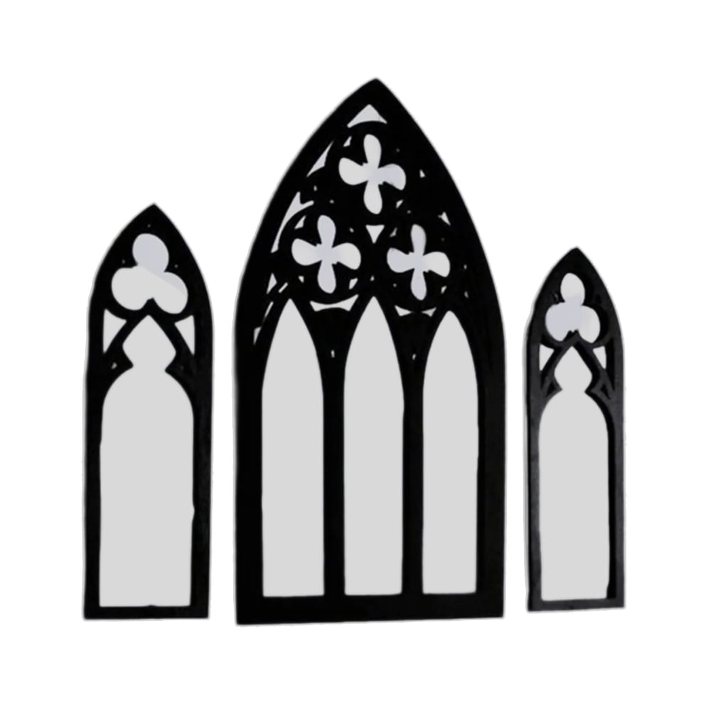 Aurgiarme Romance Window Wall Mirrored Set 3Pieces Artistic Wood Arched ...