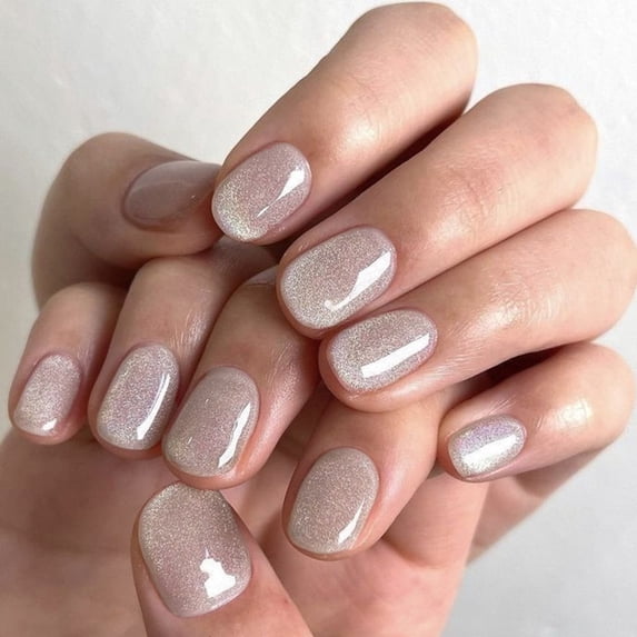 Aurgiarme Short Round Press on Nails Full Covers False Nails ...