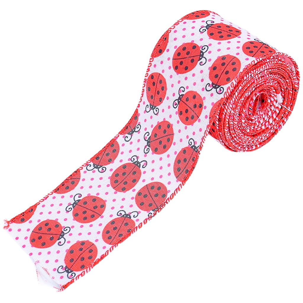 Aurgiarme Wire Edged Ribbon Polkas Dots Fabric Ribbon Craft Ribbon ...